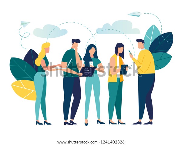 Vector Colorful Illustration Communication Via Internet Stock Vector ...