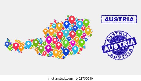 Vector Colorful Mosaic Austria Map Grunge Stock Vector (Royalty Free ...