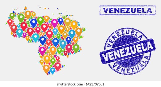 Vector Colorful Mosaic Venezuela Map Grunge Stock Vector (Royalty Free ...