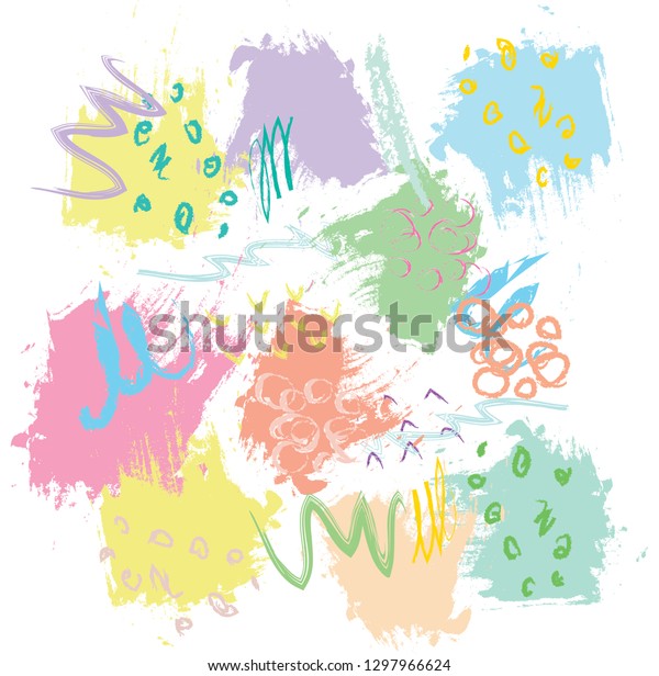 Vector Colorful Pastel Paint Brush Strokes Stock Vector (Royalty Free ...