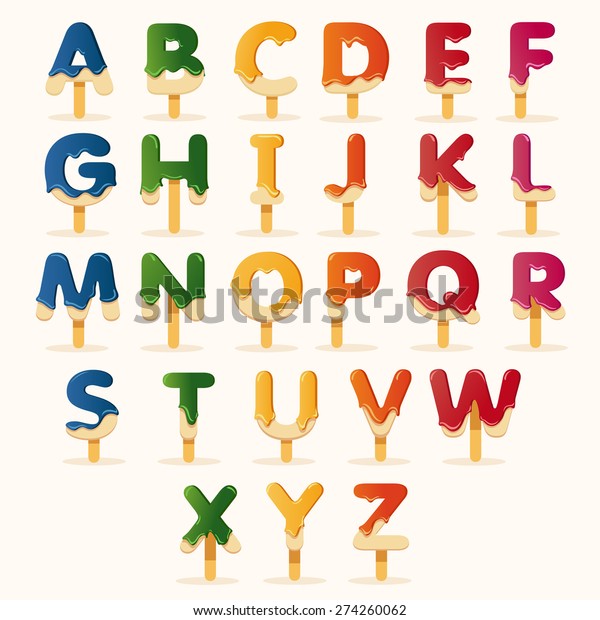 Vector Colorful Popsicle Alphabets Vector Illustration Stock Vector ...