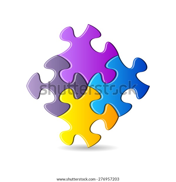 Vector Colorful Puzzle Pieces Joined Together Stock Vector (Royalty ...