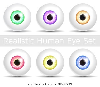Vector Colorful Realistic Human Eye Set Stock Vector (Royalty Free ...