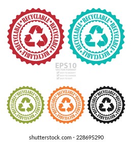 Vector Colorful Recyclable Stamp Badge Icon Stock Vector (Royalty Free ...