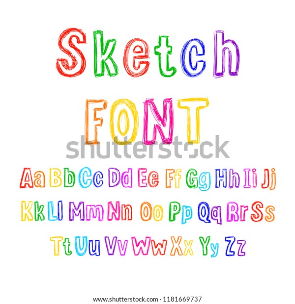 Vector Colorful Sketchy Font Hand Drawn Stock Vector (Royalty Free ...