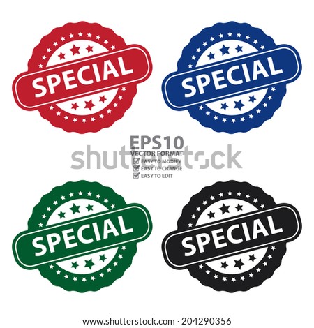 Vector Colorful Special Icon Badge Label เวกเตอร์สต็อก (ปลอดค่า ...