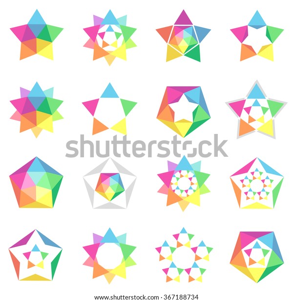 Vector Colorful Stars Polygons Isolated On Stock Vector (Royalty Free ...