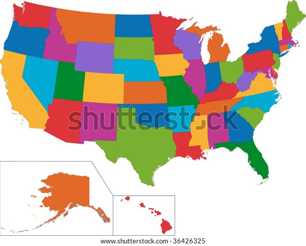 Vector Colorful Usa Map State Borders Stock Vector (Royalty Free ...