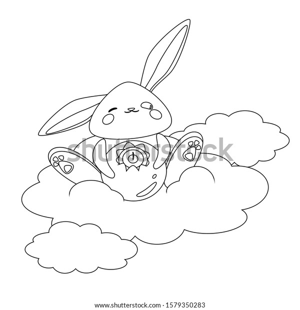 Vector Coloring Page Cute Little Bunny Stock Vector (Royalty Free ...