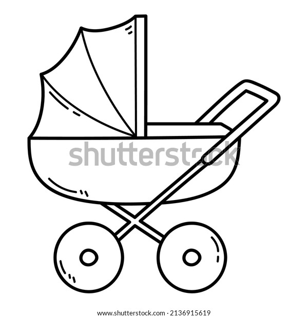벡터 색상 지정 페이지(낙서의 baby pram 스톡 벡터(로열티 프리) 2136915619 | Shutterstock
