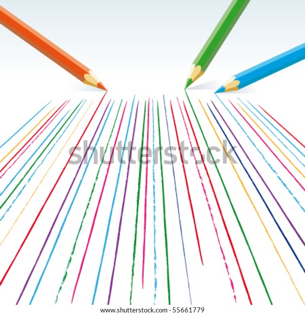 Vector Colour Pencils Drawing Straight Lines Stock Vector (Royalty Free ...