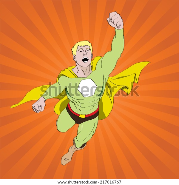 Vector Comic Book Illustration Superhero Flying Stock Vector (Royalty ...