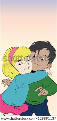 Vector Comic Book Kids Hugging Stock Vector (Royalty Free) 129891137 ...