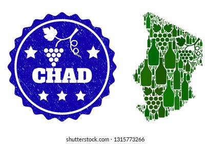 Vector Composition Wine Map Chad Grape Stock Vector (Royalty Free ...