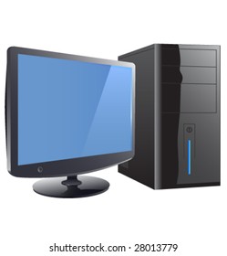Realistic 3d Computer Case Monitor Isolated Stock Illustration 590348945