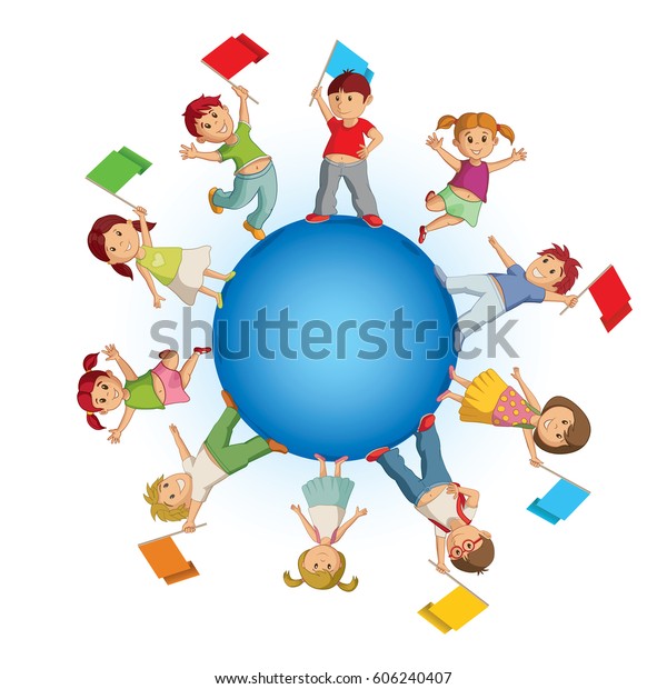 Vector Concept Illustration Children On World Stock Vector (Royalty ...