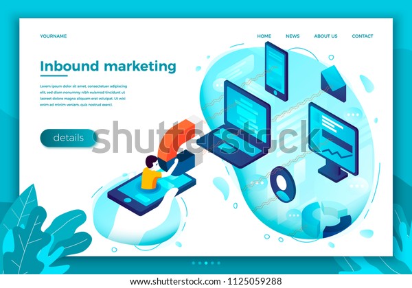 Vector Concept Illustration Inbound Marketing Man Stock Vector (Royalty ...