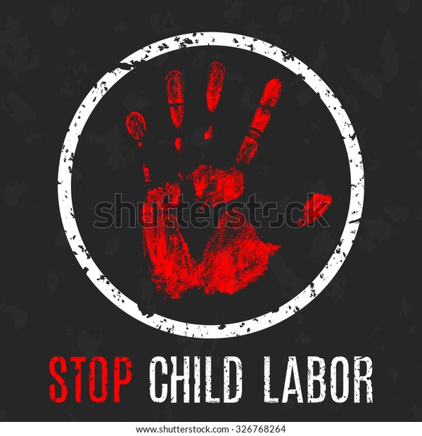 Vector Conceptual Illustration Poster Stop Child Stock Vector (Royalty ...