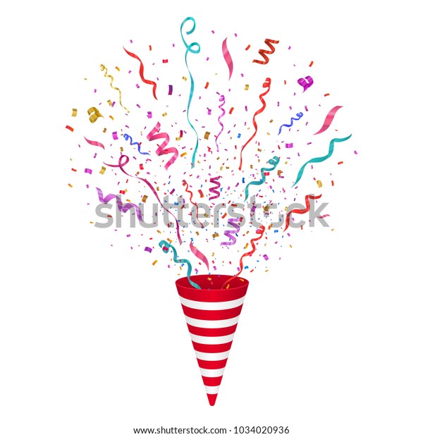 Vector Confetti Festive Illustration Party Popper Stock Vector (Royalty ...