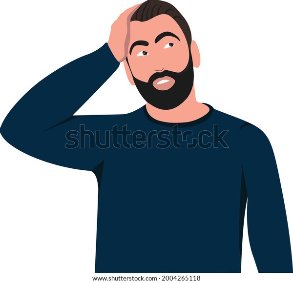 Vector Confused Young Man Standing Isolated Stock Vector (Royalty Free ...