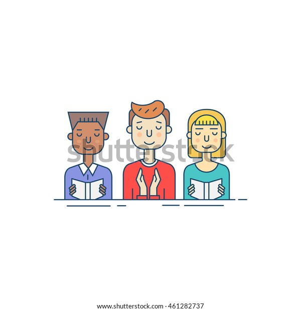 Vector Congregation Pray Bible Religion Icons Stock Vector (Royalty ...