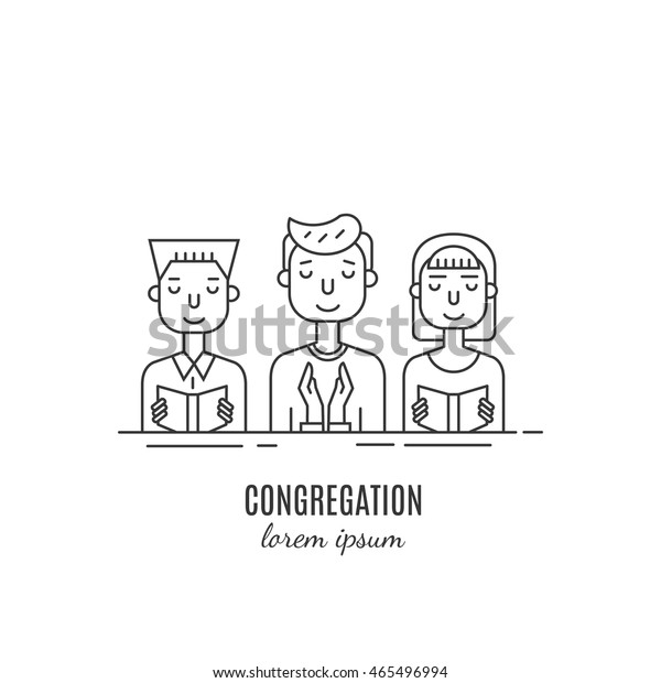Vector Congregation Pray Bible Religion Icons Stock Vector (Royalty ...