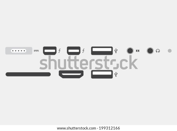 Vector Connector Icon Symbol Illustration Set Stock Vector (Royalty ...