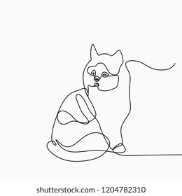Vector Continuous Line Art Drawing Cat Stock Vector (Royalty Free ...