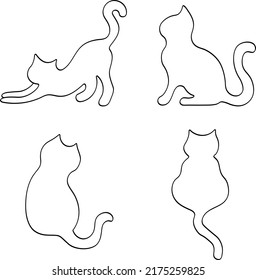 Vector Contour Cat Shape Various Postures Stock Vector (Royalty Free ...