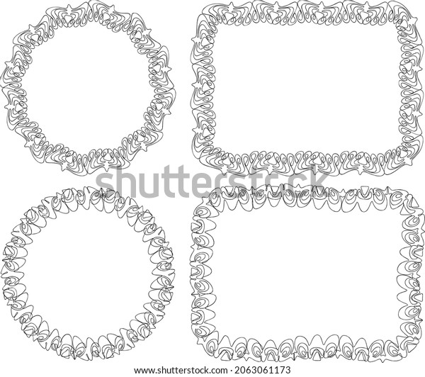Vector Contour Doodle Drawings Decorative Borders Stock Vector (Royalty ...