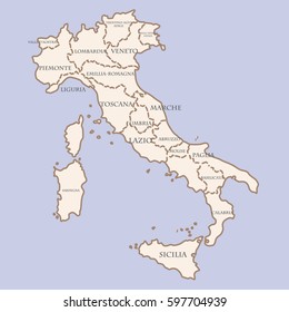 Vector Contour Italy Map Regions: vector de stock (libre de regalías ...