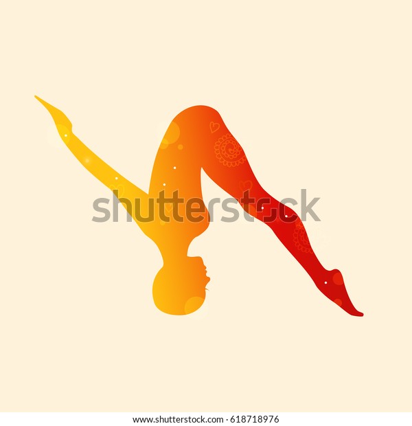 Vector Contour Woman Yoga Pose Headstand Stock Vector (Royalty Free ...