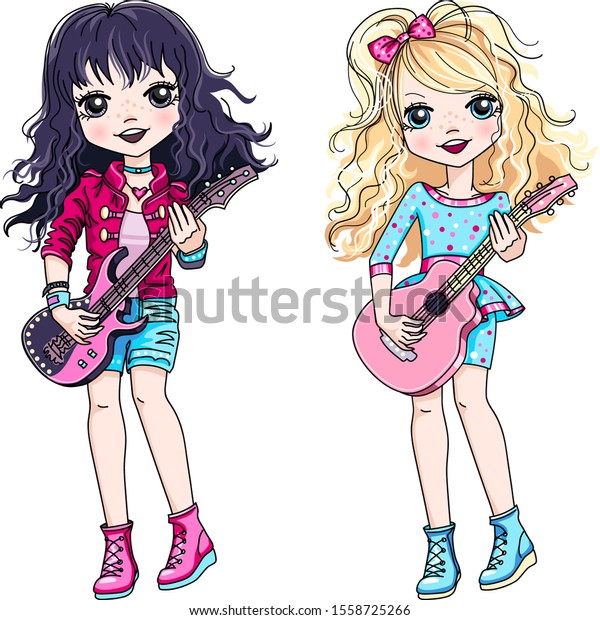 Vector Cool Rock Stars Brunette Blond Stock Vector (Royalty Free ...