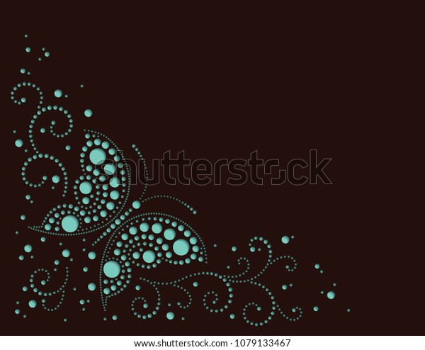 Vector Corner Design Butterfly Cyan Dotted Stock Vector (Royalty Free ...