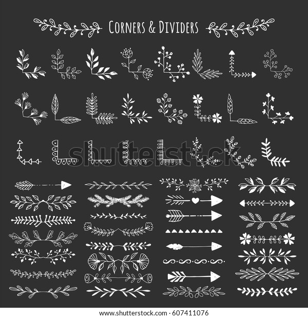 Vector Corners Dividers Isolated Stock Vector (Royalty Free) 607411076