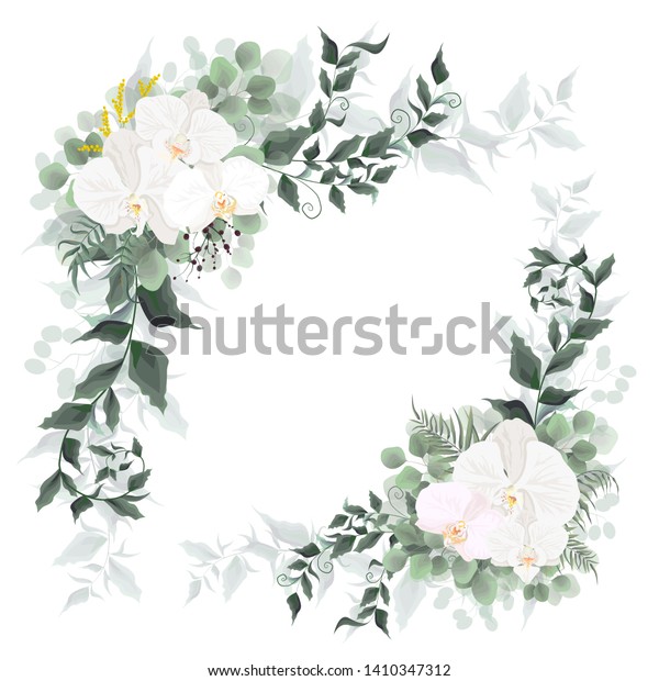 Vector Corners Floral Design White Orchid Stock Vector (Royalty Free ...