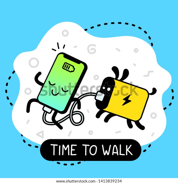 Vector Creative Cartoon Illustration Happy Charging Stock Vector ...