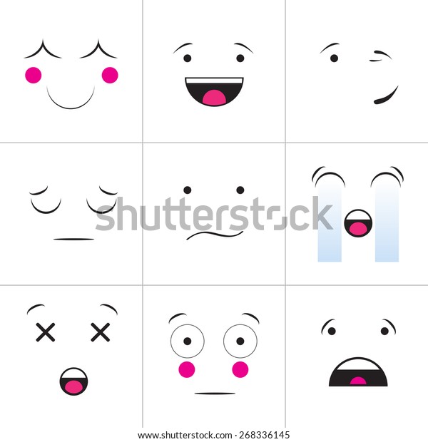 Vector Creative Cartoon Style Smiles Different Stock Vector (Royalty ...