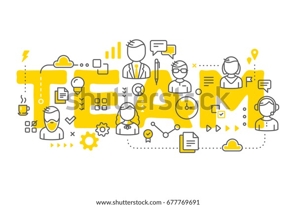 Vector ilustración creativa del estilo de arte de la línea de equipo de ...