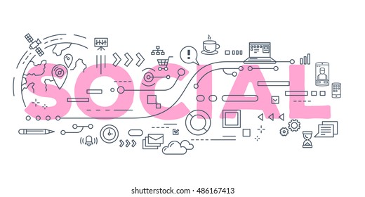 Vector Creative Illustration Social Word Lettering Stock Vector ...