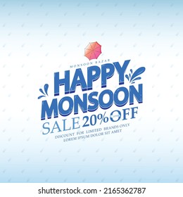 Vector Creative Typography Illustrationbanner Monsoon Season Stock ...