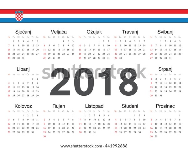 Vector Croatian Circle Calendar 2018 Week Stock Vector (Royalty Free ...