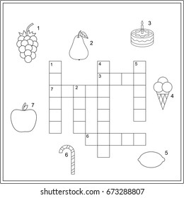 Vector Crossword Worksheet Preschool Kids Educational Stock Vector ...