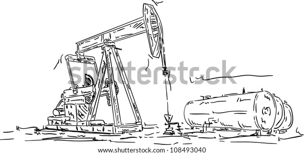 Vector Crude Oil Production Hand Draw 库存矢量图（免版税）108493040