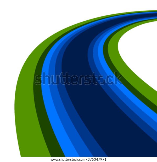 Vector Curved River Watercourse Waterway Stock Vector (Royalty Free ...