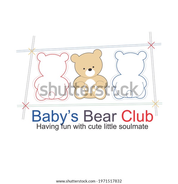 Vector Cute Baby Bear Screen Printing Stock Vector (Royalty Free ...