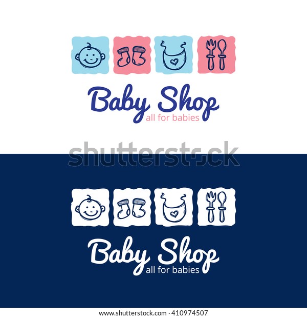 Vector Cute Baby Shop Logo Doodle Stock Vector (Royalty Free) 410974507