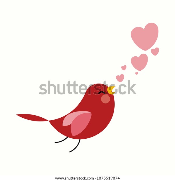 Vector Cute Bird Chirping Love Icon Stock Vector (Royalty Free ...
