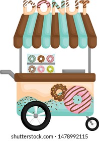 Vector Cute Blue Donut Cart Stock Vector (Royalty Free) 1478992115 ...