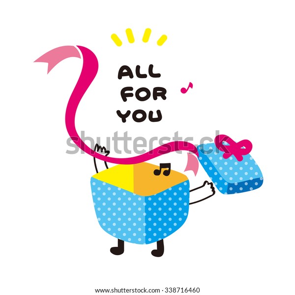 Vector Cute Blue Gift Box Red Stock Vector (Royalty Free) 338716460 ...